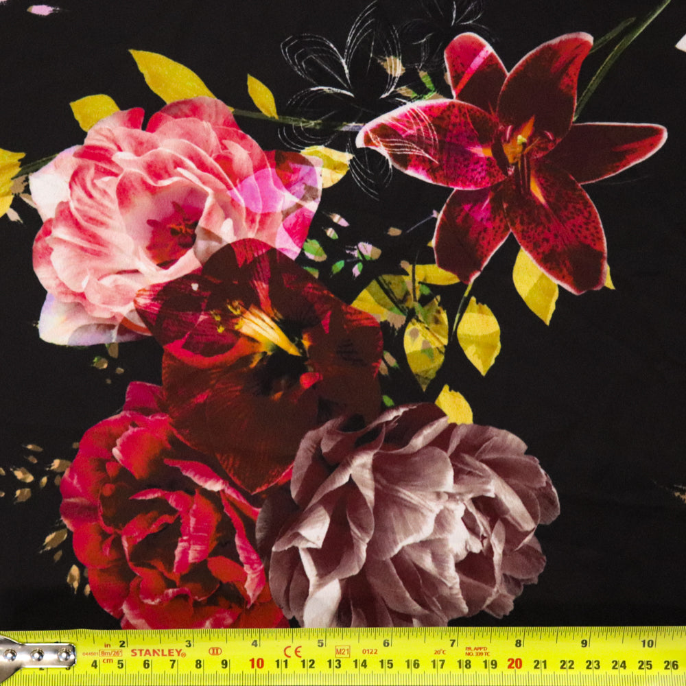 (39C) Black Floral Fabric – Fabric Styles