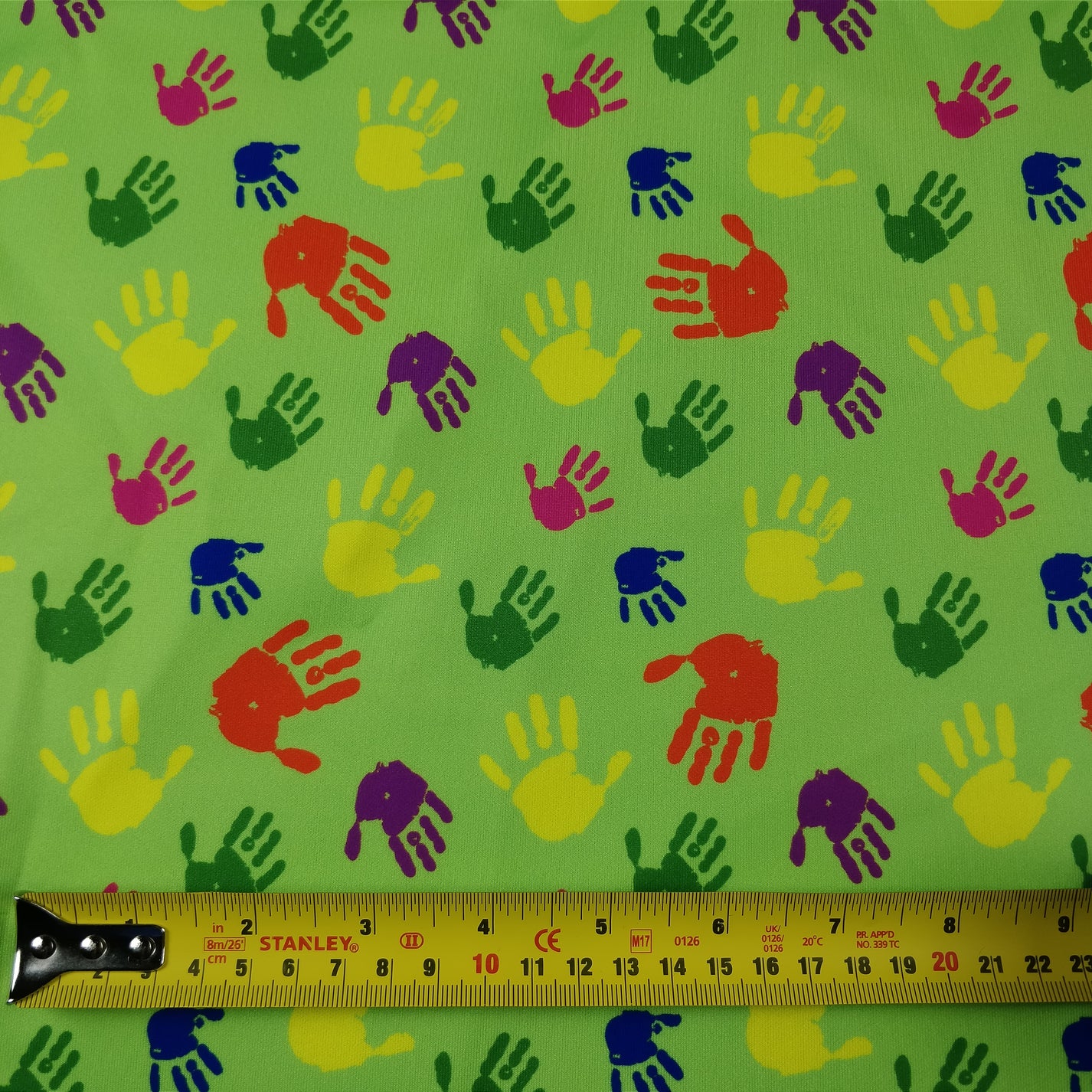 Paint Handprint Fabric | Childrens Fun Novelty Scuba Jersey Fabric ...