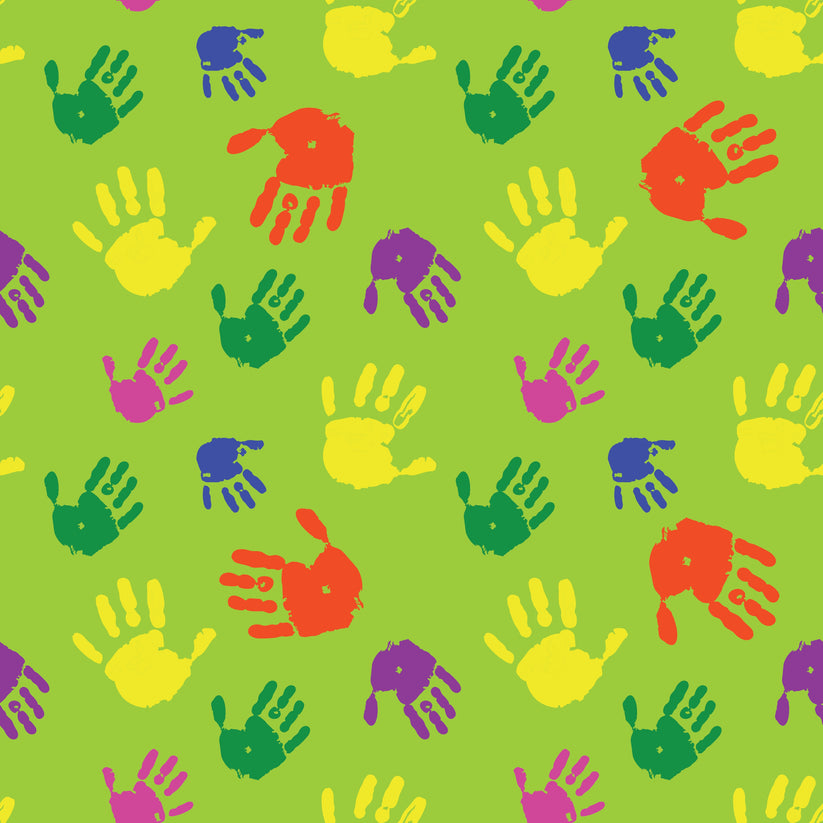 Paint Handprint Fabric | Childrens Fun Novelty Scuba Jersey Fabric ...